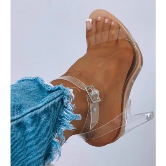 Shoes | Womens Clear Perspex Platform Sole Block Heel | Poshmark